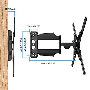 Suptek Adjustable TV Wall Mount Swivel and Tilt TV Arm Bracket for Most 32-55 inch LED, LCD Monitor and Plasma TVs up to 70lbs VESA up to 400x400mm (MAFD-L400)