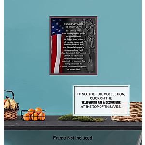 American Flag Wall Art - Military Oath of Enlistment - Patriotic Home Decor - Gift for Soldiers, Veterans Day, Vets, USAF, Army, Navy, Air Force, Marines, Coast Guard, Men, Women - Poster Print