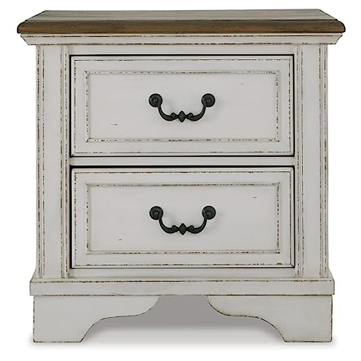 Signature Design by Ashley Brollyn Rustic 2 Drawer Night Stand, Two-Tone Brown & Whitewash