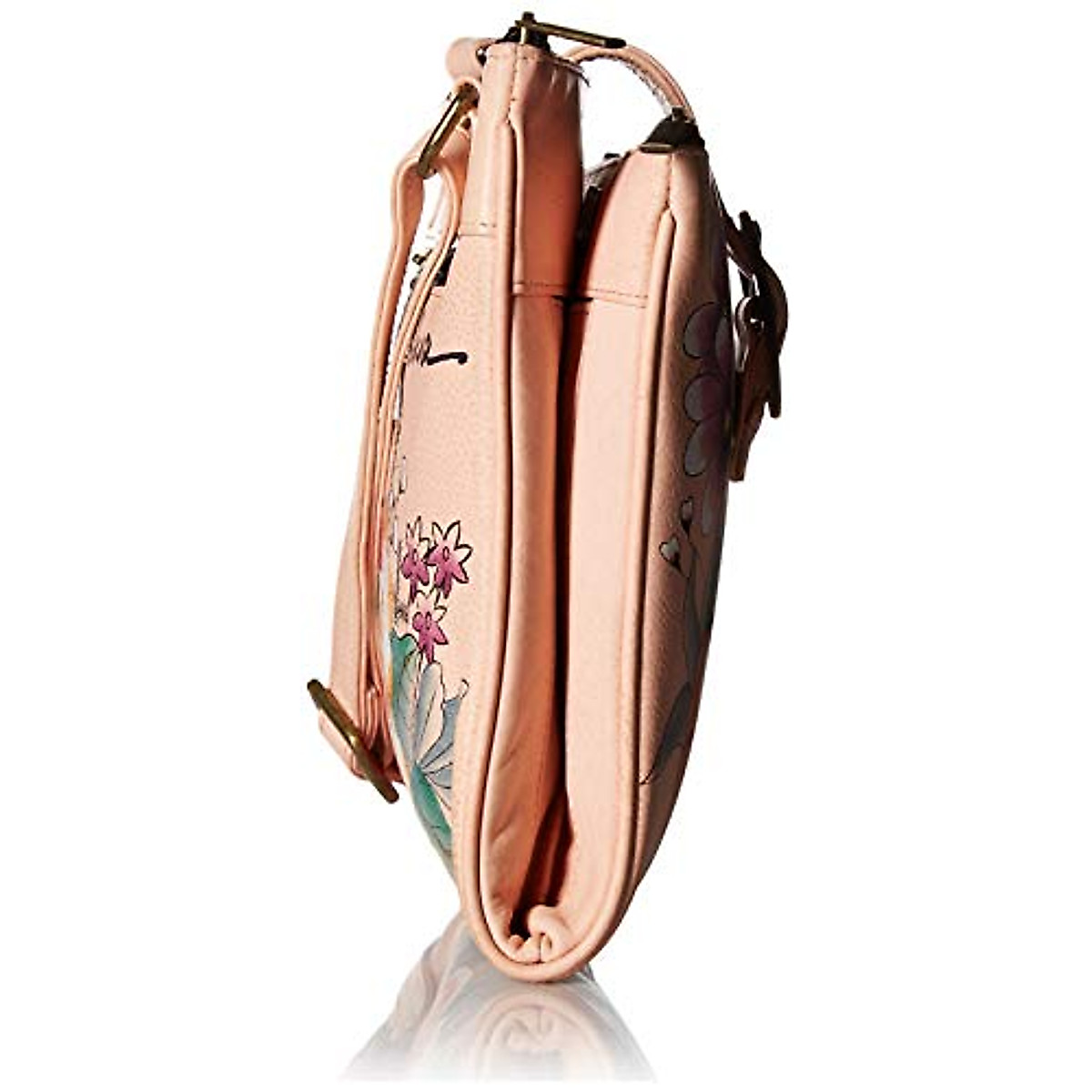 Anuschka womens Anna By Anuschka Hand Painted Leather Wowomen Triple Compartment Organizer Shoulder Bag, Vintage Garden, One Size US