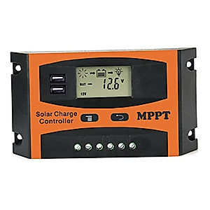 Eaarliyam Mppt Controller,Solar Charge Controller Regulator 12v/24v 60a Mppt Orange Intelligent Discharge with LCD Display Solar80 for Home Industry
