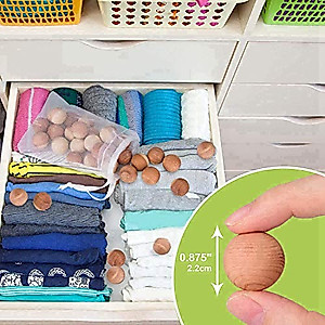 Tiamu Cedar Balls for Closets and Drawers Natural Cedar Balls for Clothes Storage 48PCs with 2 Satin Bags
