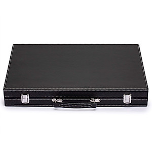 Yellow Mountain Imports Leatherette Backgammon Set, Antalya with Acrylic Checkers and Accessories - 17-inch Folding Board