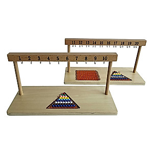 Kghios Montessori Math Toys Materials for Toddlers 1-20 Beaded Hanger Color Bead Stairs with Beads Montessori Mathematics Eductional Materials Learning Tools Preschool Toys