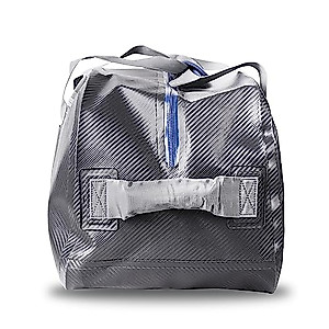 Mustad Dry Duffle Bag 50L, Water-Resistant 500-Denier Tarpaulin, Zippered Main Compartment, Adjustable Shoulder Straps, Grey/Blue