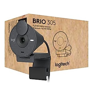 Logitech Brio 305 Full HD 1080P Webcam with Privacy Shutter, Mono Noise Reduction Mics, USB-C, Auto Light Correction, Works with Zoom, Microsoft Teams, Google Meet