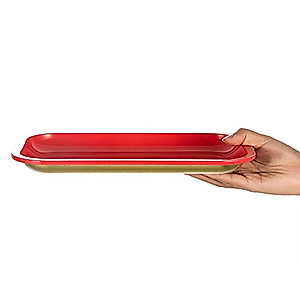 NERANENA Metal Tray 10.6" x 6.3" (Red - Medium Size)