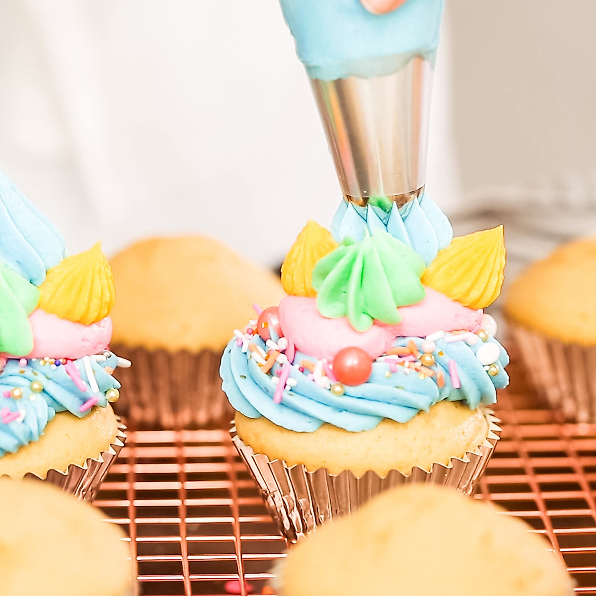 Kootek 69pcs Cake Decorating Supplies Kit, Cake Decorating Set with Cake Turntable Stand, 12 Numbered Icing Piping Tips, 50 Pastry Bags, Straight & Angled Spatula, 3 Scraper & Other Baking Supplies