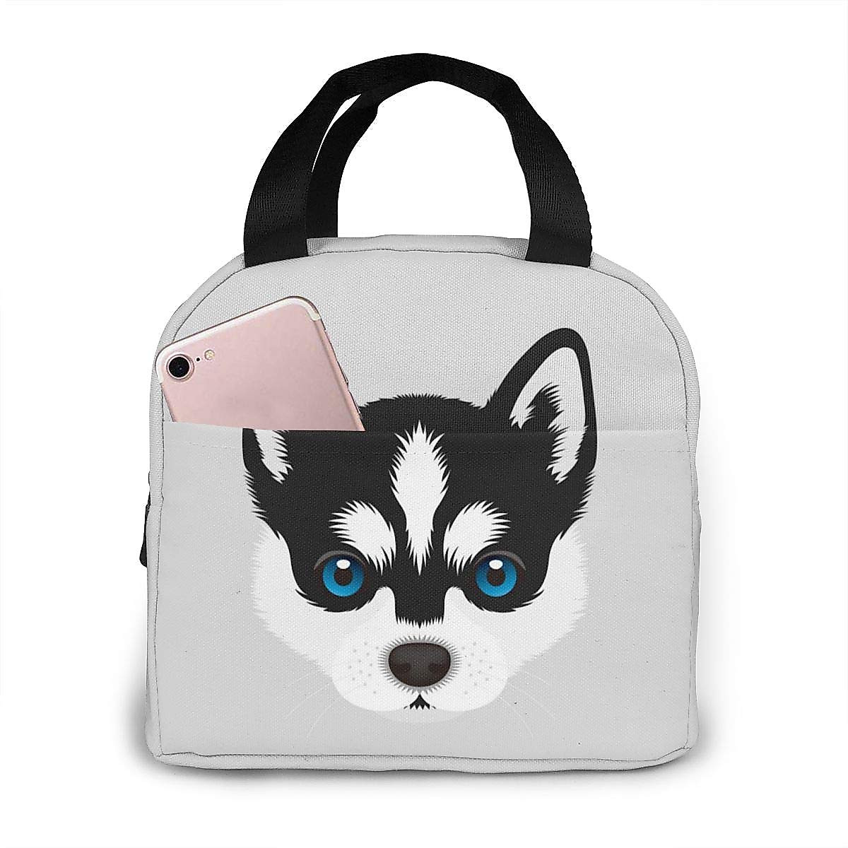 Mount Hour Funny Dog Puppy Siberian Husky Insulated Lunch Box Reusable Cooler Tote Bag Waterproof Lunch Holder Gift for Women & Men Work Picnic or Travel