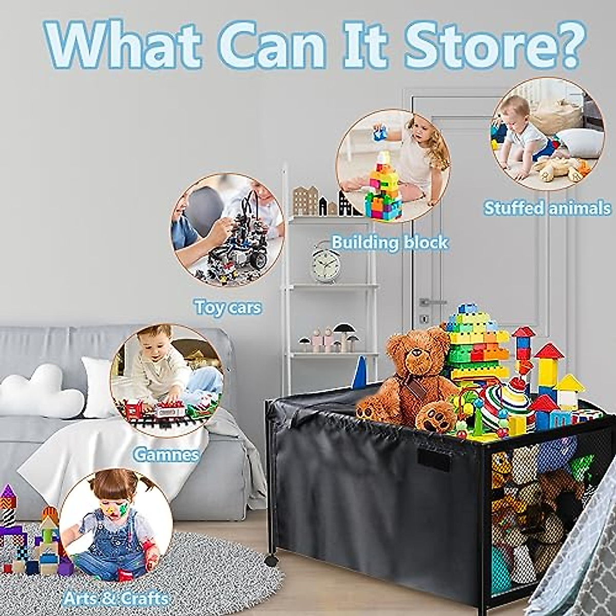 Aconfei Toy Chest with Lid, Large Toy Organizers and Storage Bins for Boys Girls, 70L Toy Storage Organizer with Wheels, Detachable Toy Organizers and Storage Chest for Playroom, Living Room, Bedroom