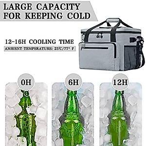 GARDRIT Large Cooler Bag - 60 Cans Collapsible Insulated Lunch Box, Leak-Proof Cooler Bag Suitable for Camping, Picnic& Beach (40L/Grey)
