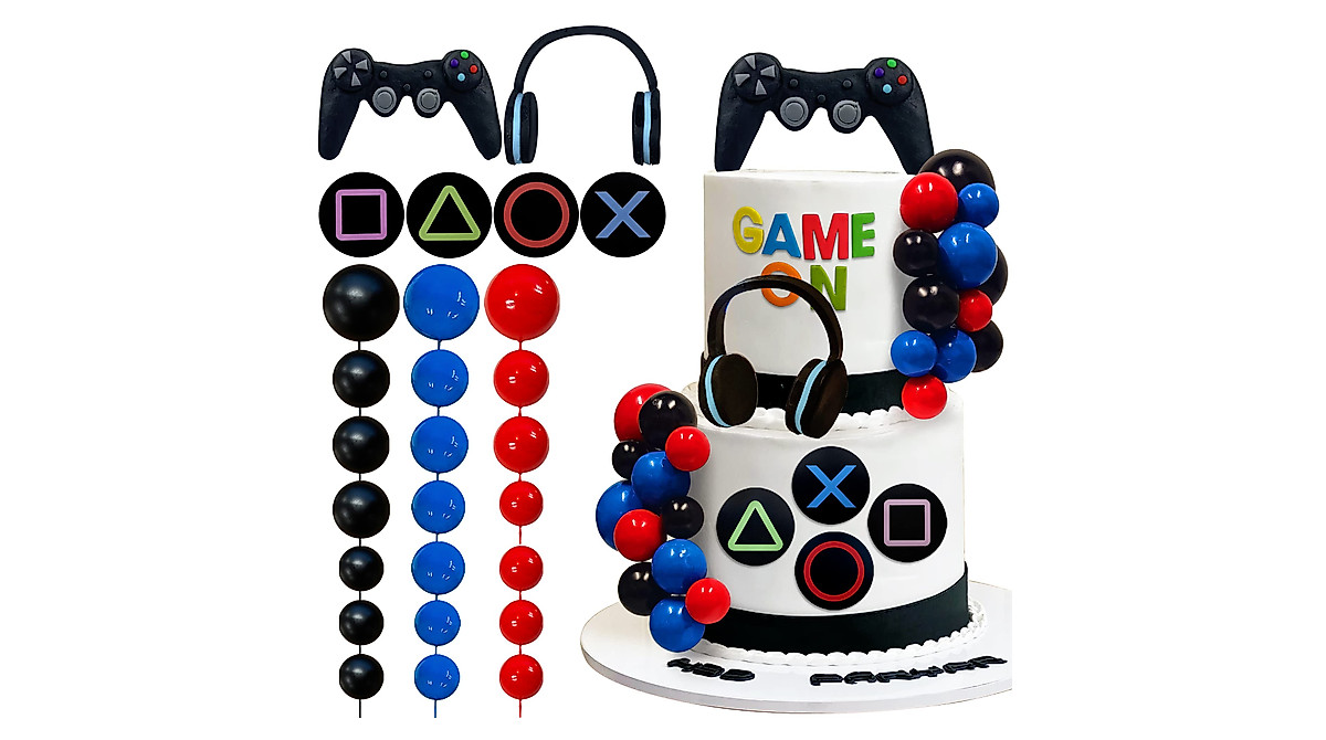 30 PCS Video game themes Cake Toppers ,Headset Cake Decoration Ball ...