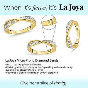 La Joya 1/4 CT TW Certified Lab Created Diamond Bands for Women - Solid 10k White Gold Diamond Wedding Rings, Anniversary Bands, Promise Rings And Stackable Bands - Women's Diamond Ring Size 7.5
