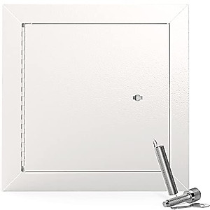 NYCO - White Steel Access Panel for Drywall with Automatic Springbolt Lock & Key - 8 3/8" x 8 3/8" Wall Access Panels - Fire Rated Access Door for Plumbing & Electrical Wall Cover - Hole Panel Cover