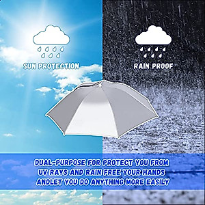 Sanwuta 5 Pcs Fishing Umbrella Hat 37 Inches Large Head Umbrella Folding Hands Free Umbrella Adjustable Elastic Wearable Umbrella for Fishing Camping Gardening Outdoor Golf