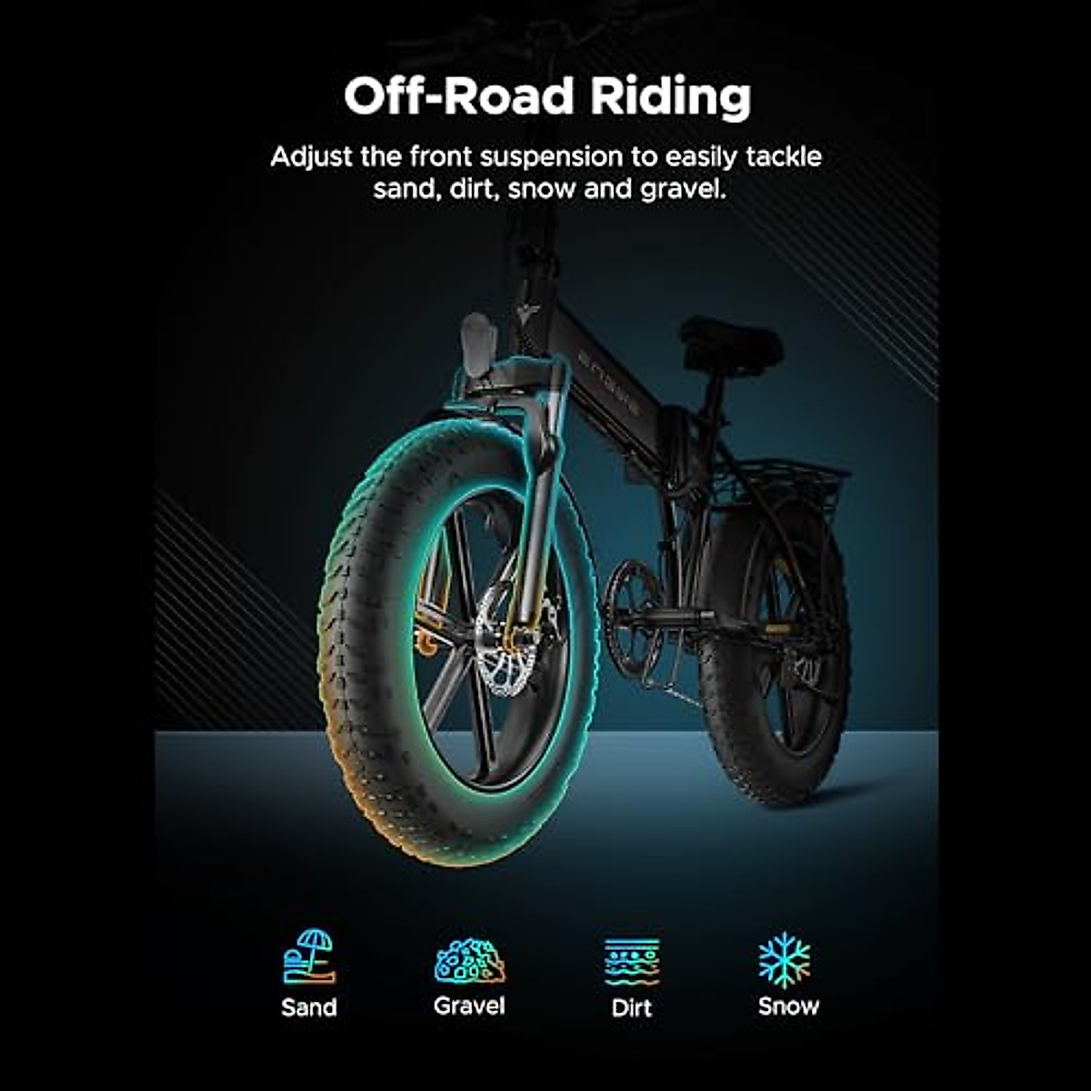 Bluehut ENGWE EP-2-PRO Folding Electric Bike for Adults 750W 25MPH 4h Fast Charge 48V 13AH Removable Battery with 20"*4.0" Fat Tire 7 Speeds Ebikes for Commuting, Off Road, Black (US Warehouse)