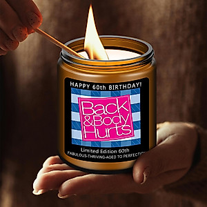 Homsolver 60th Birthday Gifts For Women Men, Happy 60th Birthday Decorations Candles Gift For Her Him, Funny 60 Years Old Ideas- Handmade Lavender Candle