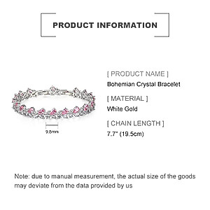 PAENENPH 14K Gold Bohemian Crystal Bracelet for Women,Luxury Branch Shape Natural Pink Crystal Charm Bracelet,Fashion Bracelet Jewelry Gift for Her (White Gold, 14K Gold)