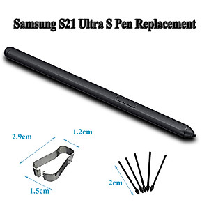Galaxy S21 Ultra S Pen Replacement with Free Nibs for Samsung Galaxy S21 Ultra 5G Stylus S Pen + 5X Pen Tips/Nibs withoutBluetooth (Phantom Black)