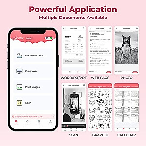 Omezizy M08F-Letter Bluetooth Portable Printer for Travel and Pack of 100 Sheets US Letter Thermal Paper