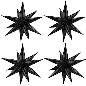 COVANNI Black Star Balloons Metallic 50 Pieces, Big 26 Inch Black Explosion Star Foil Balloons, Starburst Balloons Spike Balloons 12 Point Black Star Cone Balloons for Wedding Baby Shower Photo Props
