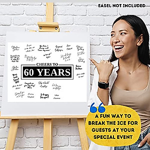 12x16 Black 60th Birthday Decorations for Men or Women, Signing Board Guest Book, Funny 60th Birthday Gifts, Sign in Poster for Sixtieth Birthday, Anniversary, Retirement Decor (12x16 Unframed)