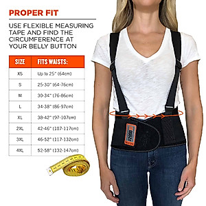 Ergodyne ProFlex 2000SF Back Support Brace, 8.5" Spandex, V-Shape Design and Patented Stays for Added Support, XL,Black