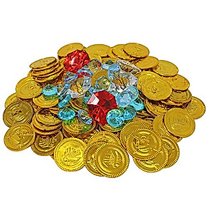 Nautical Cove Wooden Pirates Treasure Chest Box Pirate Treasure Map and Gold Coins/Gems