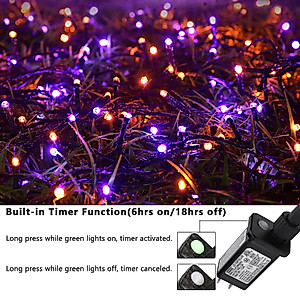 Joomer Orange Purple Halloween Lights 100FT 300 LED Connectable String Lights with 8 Modes Timer Waterproof Plug-in Orange Purple String Lights for Indoor Outdoor Halloween Decorations