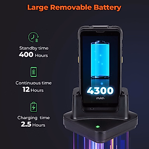 MUNBYN 2024 Android 13 Barcode Scanner with 5.5" Full Screen & Dock Charger, Equip with Zebra SE4710 Scanner Engine, Rugged PDA Handheld Mobile Computer Wireless Wi-Fi 6, 4G LTE, Inventory Scanner