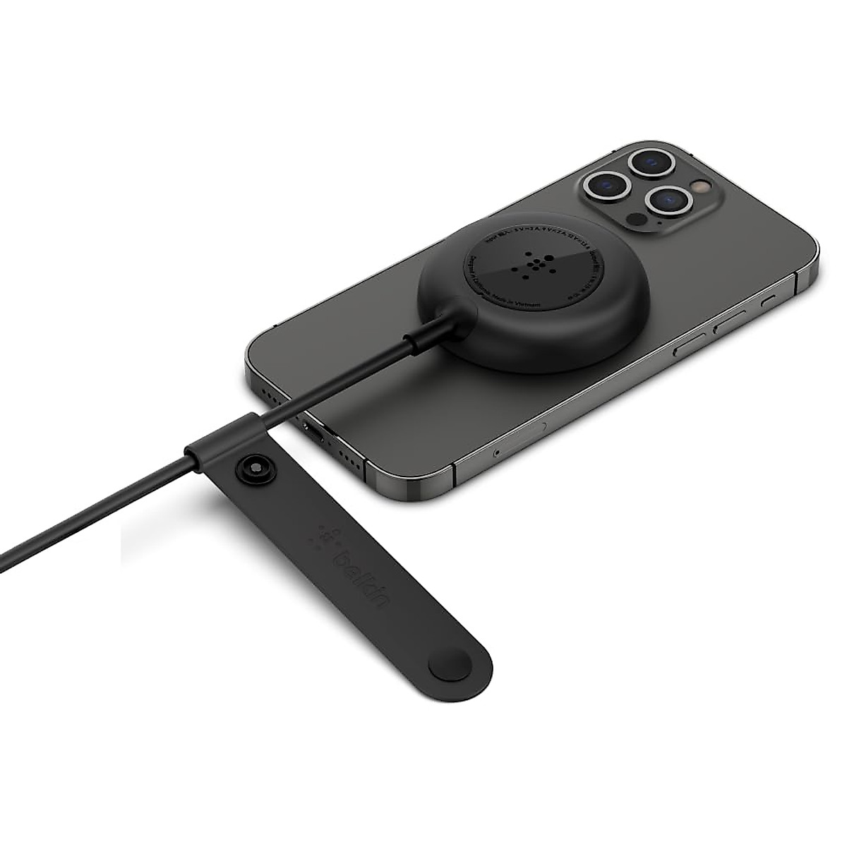 Belkin 7.5W Magnetic Portable Wireless Charger Pad, Magsafe Compatible, iPhone 14, 13, 12, 11, XS Max, X, 8, 7, 6s, 6, Plus - 6.6ft/2M Long Cable