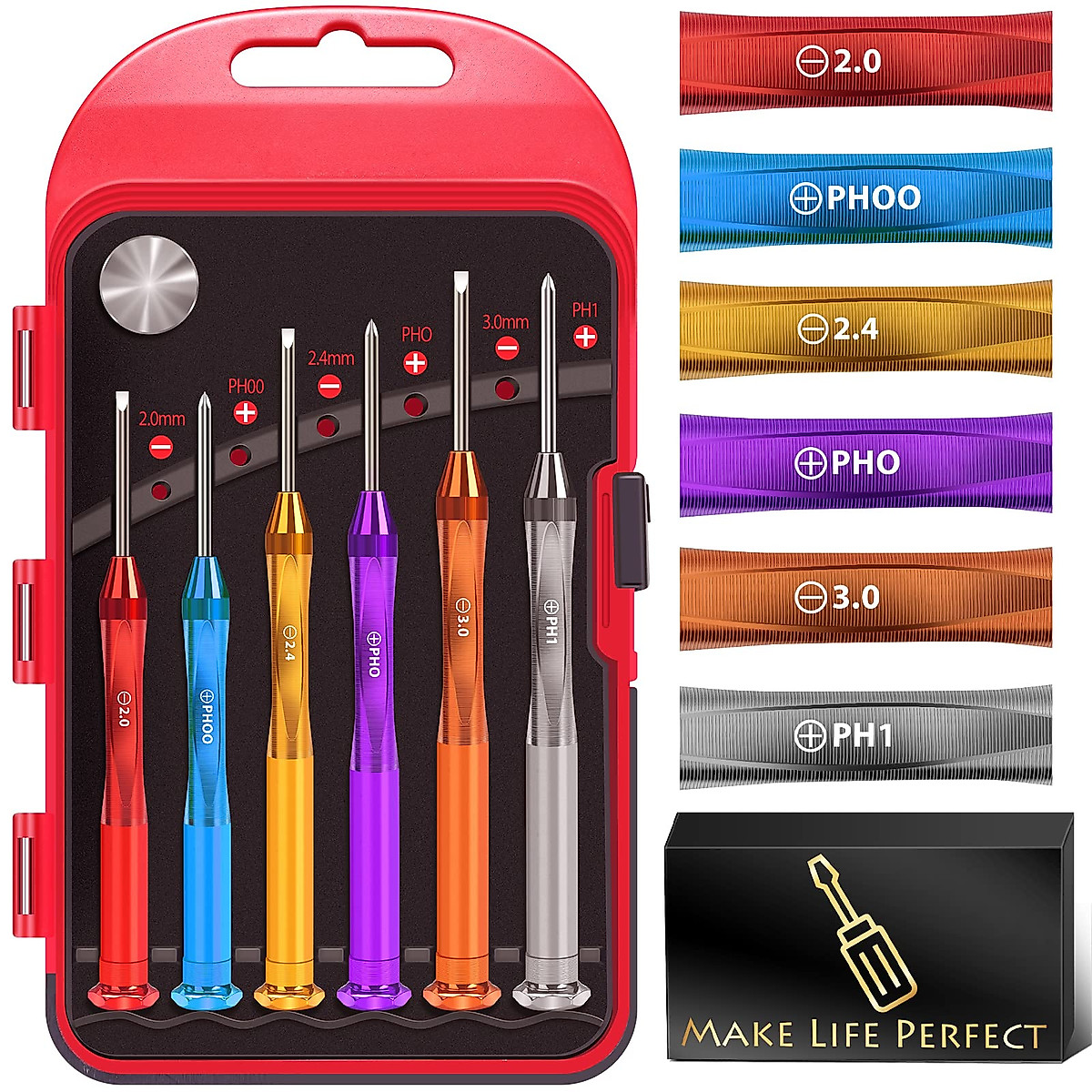 6PC Magnetic Small Screwdriver Set - Flathead and Phillips Micro Head Mini Screwdriver Set Precision CRV Eyeglasses Watches Electronics Computer Repair Kit Cool Gadgets Tool Gifts for Men