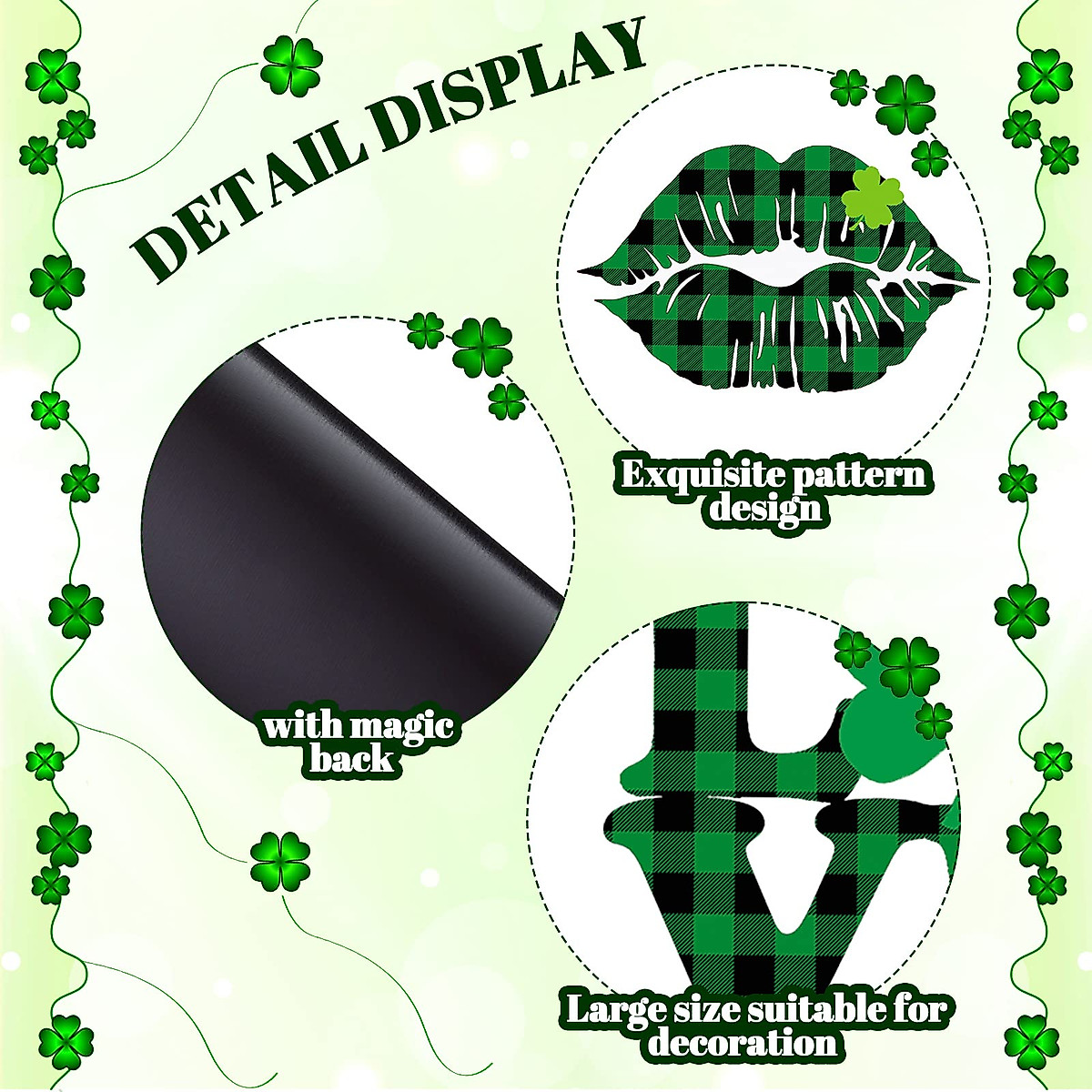 30 Pcs St Patrick's Day Garage Door Decoration Refrigerator Car Magnets Sticker Magnetic Garage Door Magnets Holiday Magnets Plaid Shamrock Magnets for Anniversary Wedding Decor Party Supplies