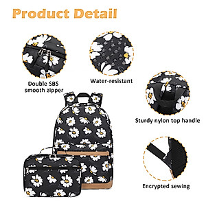 Robhomily Backpack for Teen Girls Kids Middle-School Elementary School Backpack with Lunch Box ,17” Fashion- Print Lightweight Laptop Book bags Set