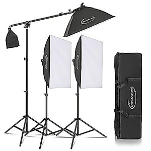 ShowMaven 45W Dimmable LED Light with Double Color Temperature Continuous Lighting Studio Kit,3 Packs 20x28 Inches Studio Softbox, for Photo Studio Portrait, Video Shooting
