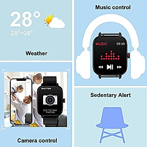 Smart Watch Gift for Men Women, 1.7" Full Touch Screen Smartwatch with Text and Call for Android iOS Phones, GPS Fitness Tracker Watches with Sports Modes, Pedometer, Distance, Calories (Black)