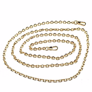 HAHIYO Mini Pochette Purse Chain Strap Thin Wide 6mm for LV Length 59.1 inches Thick 2mm Shiny Gold for Shoulder Cross Body Sling Handbag Wallet Clutch Comfortable Flat Metal Strap 1 Pack