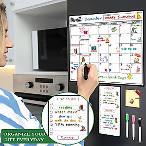 Magnetic Dry Erase Refrigerator Calendar with Markers - Monthly Fridge Calendar and Today List, Fridge Whiteboard with Back Magnet