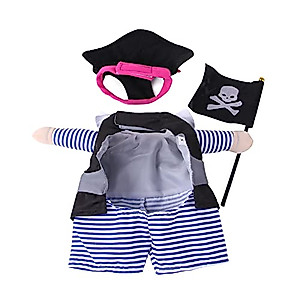 Pet Dog Costume Pirates, Dog Cat Halloween Caribbean Style Corsair Dressing up Cosplay Party Costume Suit Halloween Party Apparel Clothing with a Hat (L)
