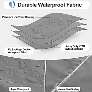 OutdoorLines Outdoor Waterproof Patio Ottoman Covers - Rectangle UV-Proof Patio Side Table Cover Windproof Heavy-Duty Furniture Covering Protector 34L x 24W x 17H Inch, Grey