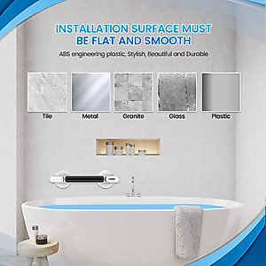 A Pair(Two) EHRRD 12-Inch Gray Suction Cup Bathroom Grab Bar with Black Accent - Secure Safety Handle for Bathtubs and Showers, Non-Slip Shower Handrail for Seniors and Elderly, No Drilling Required