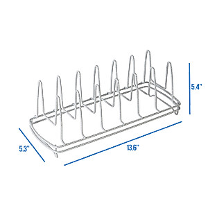 Laura Ashley Lid Organizer for Pots & Pants, in Cabinet or Countertop Speckled Kitchen Collection, 13.6"x 5.3"x 5.4", White