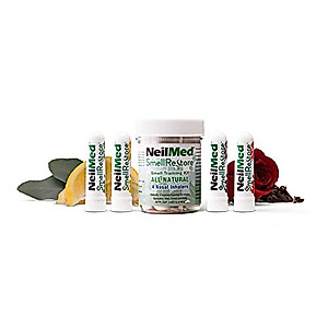 NeilMed Smell Restore - All Natural Smell Training Kit with 4 Separate Essential Oil Inhalers. Eucalyptus, Rose, Lemon and Clove