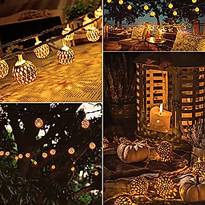 Solar Moroccan String Lights Outdoor Waterproof 35.6 Ft 60 LED, 8 Lighting Modes Globe Fairy Lights, Solar Powered String Lights for Garden Yard Gazebos Camping Party Holiday (Warm White)