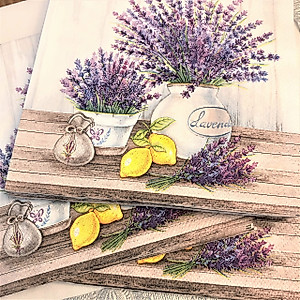 20-ct 13x13 Lavender Floral Napkins Decorative Napkins Mother's Day Napkins Disposable Floral Paper Napkins for Decoupage Floral Cocktail Lunch Dinner Napkins Paper Rustic Lavender Napkins in Pots