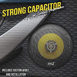 Pyle Car Two Way Speaker System - Pro 6.5 Inch 240 Watt 4 Ohm Mid Tweeter-Audio Sound Speakers For Car Stereo w/ 30 Oz Magnet Structure, 2.25” Mount Depth Fits Standard OEM -PLG6.2 (Pair) Yellow