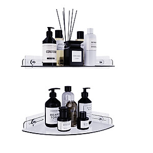 Bakzon 4 Pack Shower Caddy Adhesive for Replacement, Strong Transparent Adhesive for Caddy Sticky Pads, No Drilling for Corner Shelf Basket, Bathroom Storage Shelves, Kitchen Racks and Soap Holder