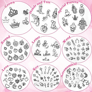 400 Pcs Silver Charms for Jewelry Making and Bracelets Making, Wholesale Bulk Lots Jewelry Making Charms Tiny Assorted Mixed Tibetan Silver Metal Charms Pendants for DIY Necklace Bracelet Jewelry Making and Crafting