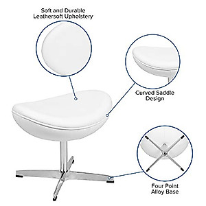 Flash Furniture White LeatherSoft Swivel Wing Chair and Ottoman Set