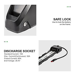 Yose Power Ebike Battery 48V 17.4Ah Down Tube Battery for 100W-1200W Motor, Electric Bicycle Lithium-Ion Battery, Safe Lock, Led Indicator Light, with Base and Charger